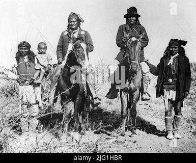 Apache chief Geronimo and Chief Natchez on horseback, circa 1890 with ...