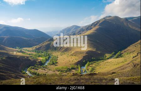 panorama of beautiful countryside of Turkey. sunny afternoon. wonderful ...