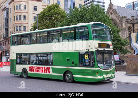 A First Direct Leeds City bus in Leeds city centre, West Yorkshire, UK ...