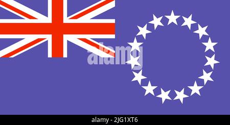 official flag of Cook Islands 2000 New Zealand at cloudy sky background ...