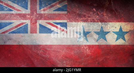Top view of retro flag Rarotonga 1858 1888 New Zealand with grunge ...