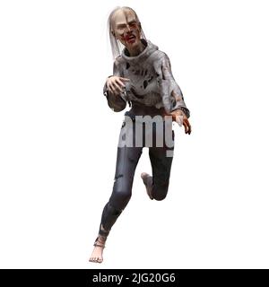 3D illustration zombie girl isolated white background Stock Photo - Alamy