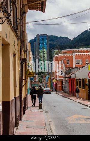 Streets of La Candelaria neighborhood, with buildings from the colonial ...