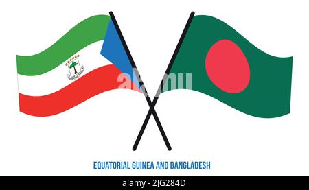 Guinea and Bangladesh Flags Crossed And Waving Flat Style. Official ...