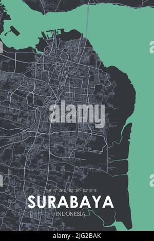 Surabaya City Map Poster Design Vector. Minimalist City Map Poster ...