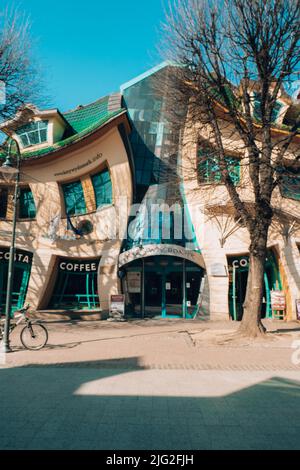 Crooked little house (Polish "Krzywy Domek") is an unusually shaped building in Sopot, Poland ...