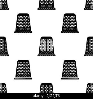 Thimble Icon Seamless Pattern, Sewing Tool, Hard Pitted Cup For Finger ...