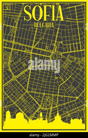 Outline Sofia Bulgaria City Skyline with Blue Buildings. Vector ...