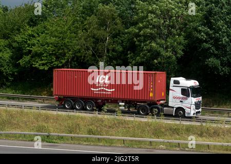 Road Transport UK - Articulated Container Truck on a UK Motorway ...
