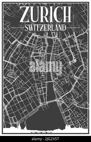 Outline Zurich Switzerland City Skyline with Historic Buildings ...