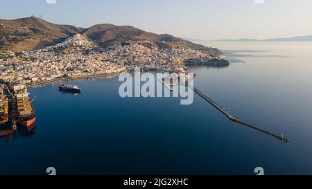 Neorion shipyard at the centre of Aegean sea,Ermoupoli,Syros,Greece ...