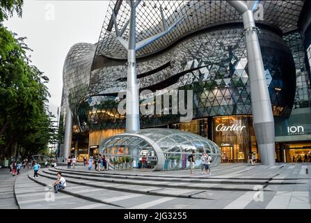 Entrance to MRT station at ION Orchard Mall, in the shopping district ...