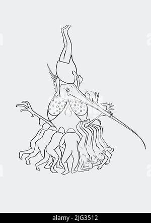 Hieronymus Bosch monster hand drawn art Stock Photo - Alamy