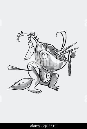 Hieronymus Bosch monster hand drawn art Stock Photo - Alamy