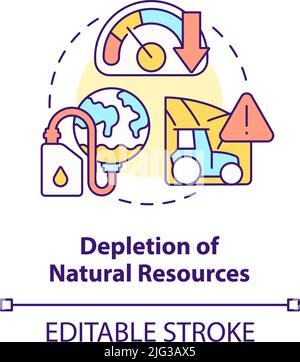 Resource depletion concept icon. Mining for fossil fuels and minerals. Energy carriers. Oil rig ...