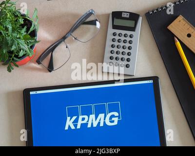 In this photo illustration KPMG International Limited logo seen ...