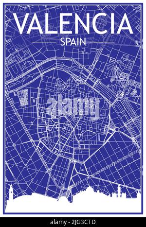 Spain, Valencia architecture line skyline illustration. Linear vector ...