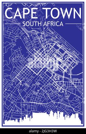 Outline Cape town skyline with blue buildings. Vector illustration ...