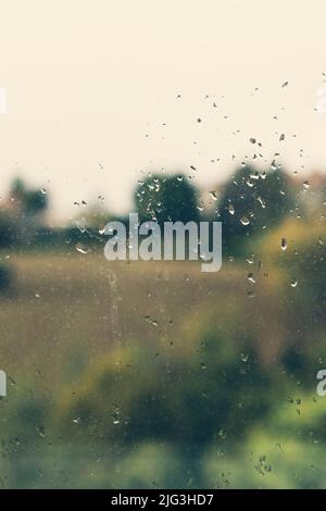 Landscape from the window, rainy day Stock Photo - Alamy