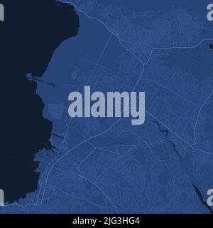 Detailed vector map poster of Port Louis city administrative area. Blue ...