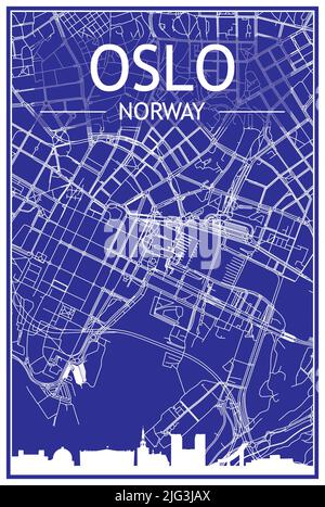 Oslo Skyline Silhouette. Hand Drawn Sketch. Vector Illustration ...