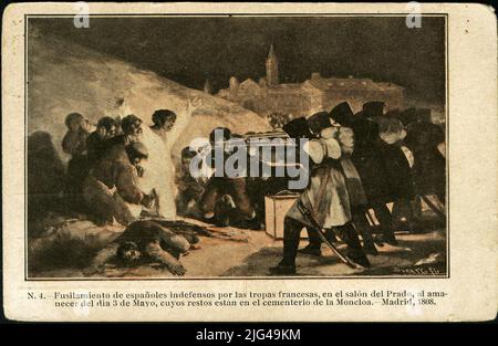 Postcard with the reproduction of the Goya Table of the executions of ...