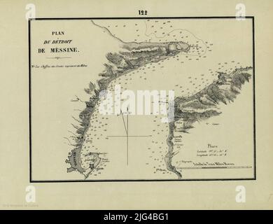 Map of Sicily and Calabria with the Strait of Messina Stock Photo - Alamy