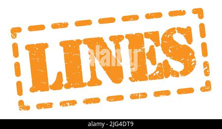 LINES, text written on orange grungy postal stamp Stock Photo - Alamy