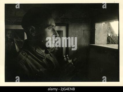 Portrait of Divisionary Soldier Observing Prismatics for a Tronera. On ...