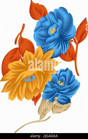 flower bunch textile print work Stock Photo - Alamy