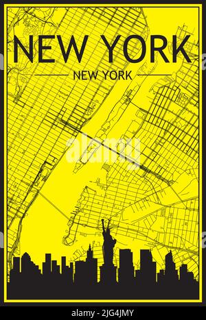 Yellow background with New York City map and race track Stock Vector ...