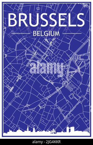 Belgium Map on retro poster with long shadow. Vintage sign easy to edit ...