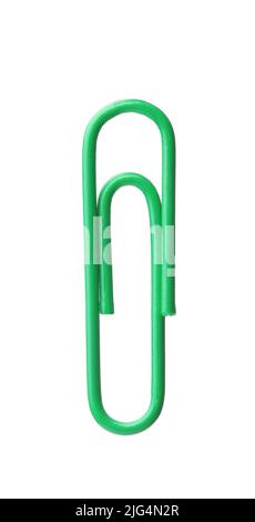 Green paper clip isolated on white background with clipping path Stock ...