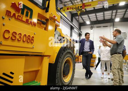 Sudbury, Ont., Canada, July 7, 2022. Prime Minister Justin Trudeau ...