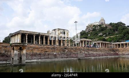 INDIA, KARNATAKA, MANDYA, MELUKOTE, June 2022, Tourist at Mandapam near ...