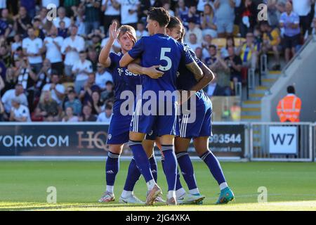 Robin Koch #5 of Leeds United celebrates his goal with his team mates ...