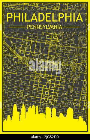 Vector illustration of the famous Philadelphia streets and avenues road ...