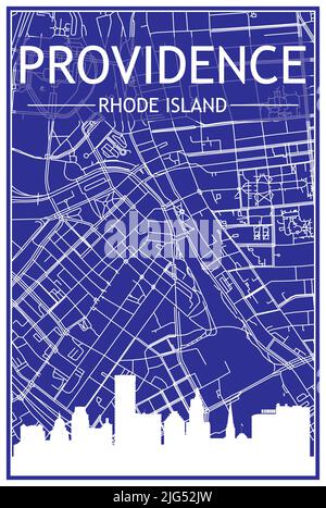 single line drawing of Providence city skyline, United States ...