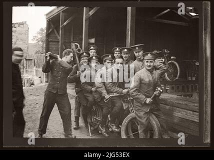 Motorcycle dispatch riders from the British Expeditionary Force (BEF ...