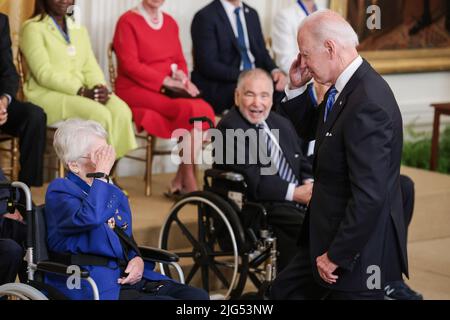 Brigadier General Wilma Vaught receives the Presidential medal of ...