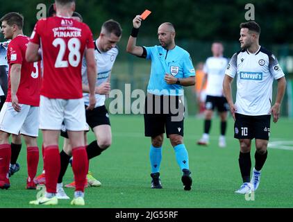 Referee Jason Lee Barcelo during the UEFA Europa Conference League ...