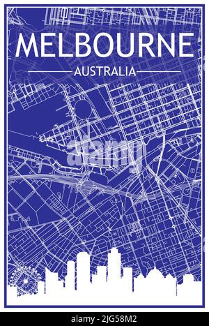 Road network poster of the downtown MELBOURNE, AUSTRALIA Stock Vector ...