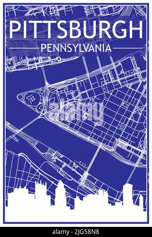 pittsburgh skyline outline on white background, vector illustration ...