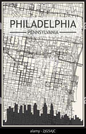 Vector illustration of the famous Philadelphia streets and avenues road ...
