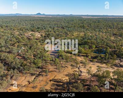 Drone aerial of part of the Reward diggings sapphire mining leases ...