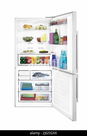 Major appliance - Front view white One open door two-door side by side ...