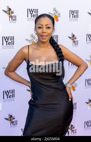 London, UK. - 7 July 2022. Precious Muir attends the Purple Beatz Film ...