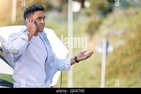 That long. a young man calling roadside assistance after breaking down ...