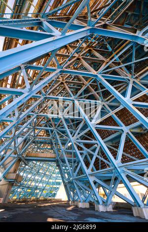 The steel grid of the support beams for the giant, curved mirror ...