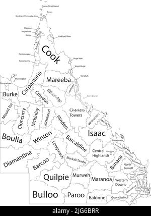 White tagged map of local government areas of VICTORIA, AUSTRALIA Stock ...